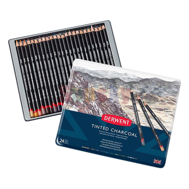 24 color 2301691 Derwent Tinted Charcoal Crayons D... – Vicedeal