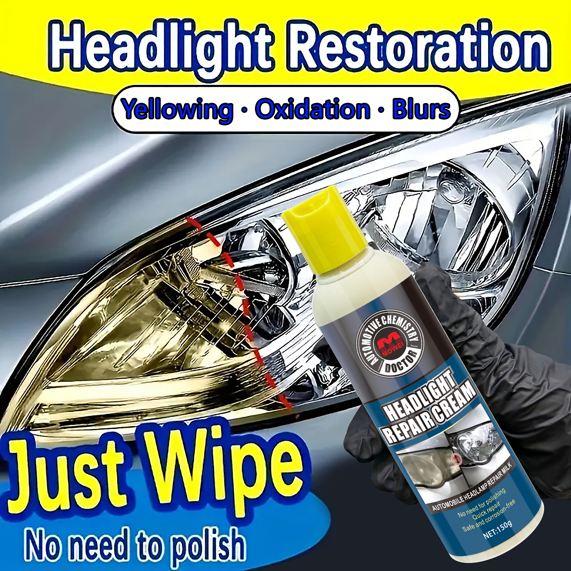 Headlight Restoration Kit - Yellowing, Oxidation, ... – Grandado