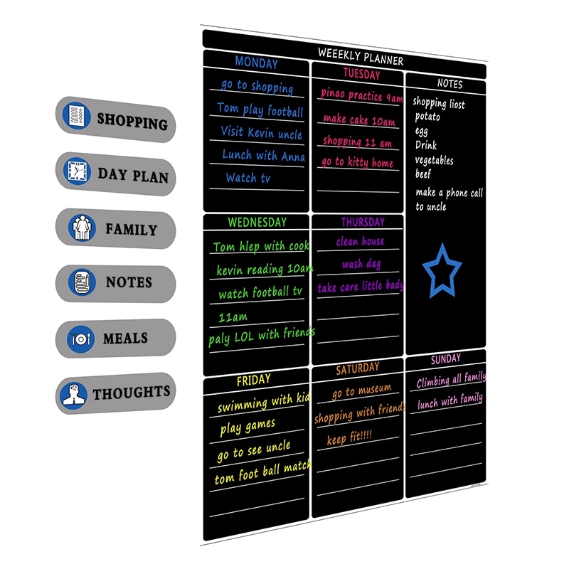 Magnetic Dry Erase Whiteboard Sheet Kitchen Fridge Weekly White Board ...