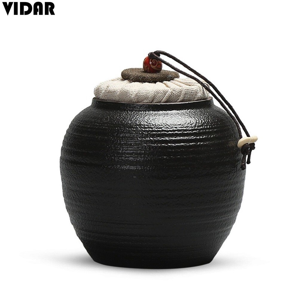 VIDAR Household Ceramic Tea Pot, Round Black Potte... – Grandado
