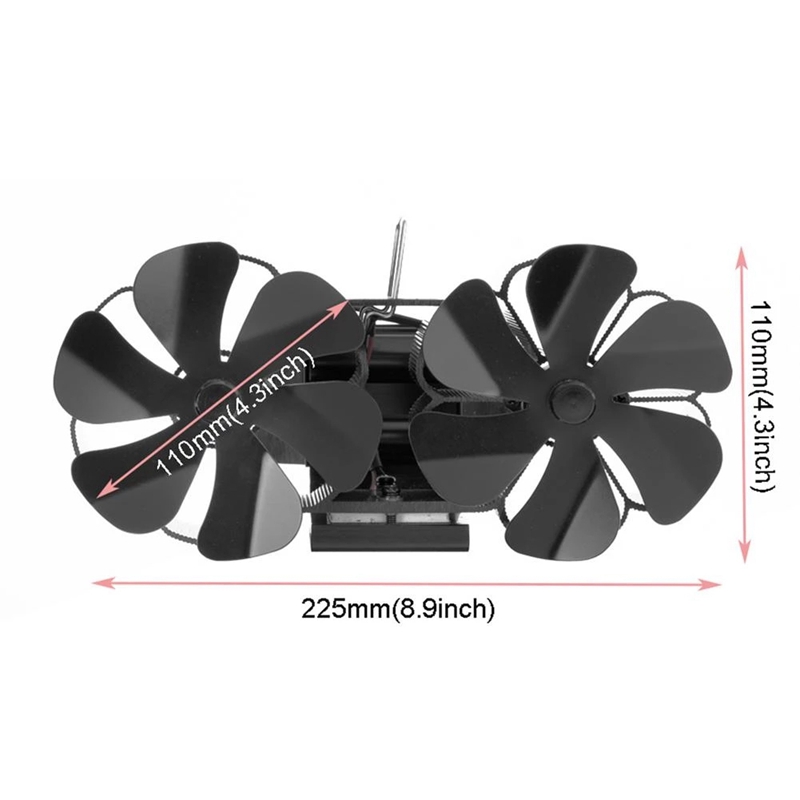Double Headed Fireplace Fan 6 Blades Heat Powered ... – Grandado