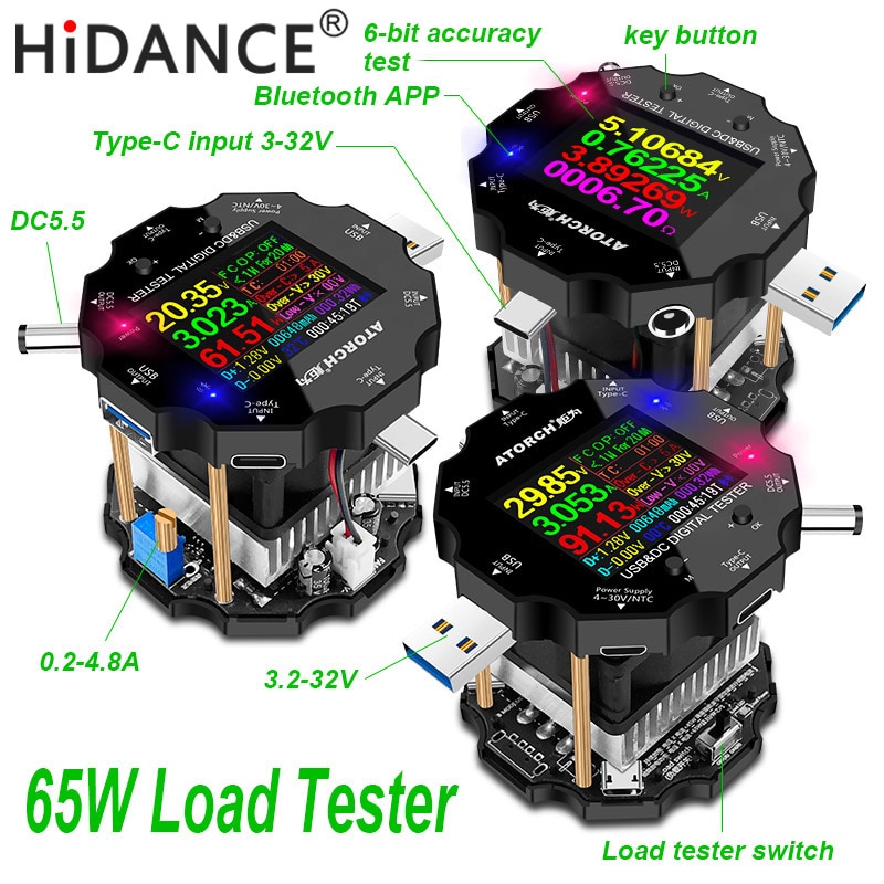 DC 3.2-32V 65W USB Load Tester 18650 Battery Elect... – Grandado