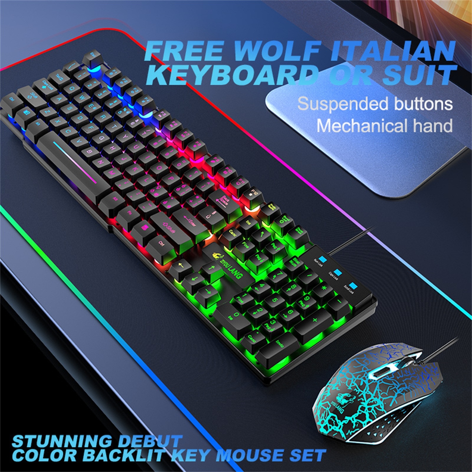 T13 Italian Keyboard Rainbow Backlight Usb Ergonom... – Vicedeal