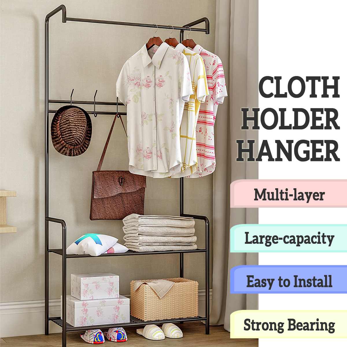 Coat Rack Landing Clothing Holder Hanger Floor Sta... – Vicedeal