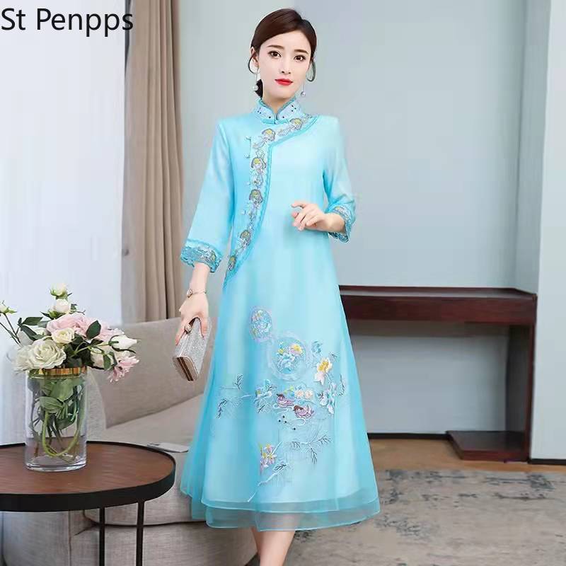 4XL Chinese Jurk Qipao Vrouwen Hanfu Eleganti Bord... – Vicedeal 4XL Chinese Jurk Qipao Vrouwen Hanfu Eleganti Bord... – Vicedeal