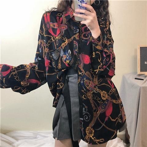 HOUZHOU Harajuku Vintage Women's Shirt Long Sl... – Grandado