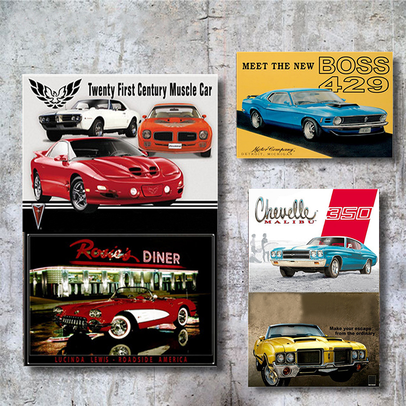 Retro Car Vintage Metal Plate Tin Signs Wall Poste... – Grandado