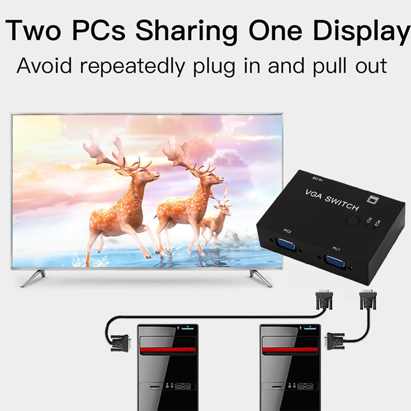 2-Port VGA Monitor Sharing Switch Box Video Select... – Vicedeal