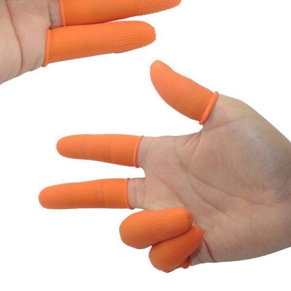 100 stk oransje finger latex golves antiskli gummi... – Grandado