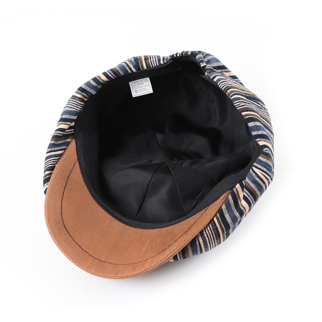 Striped Newsboy Cap For Men Soft Cotton Octagonal ... – Grandado