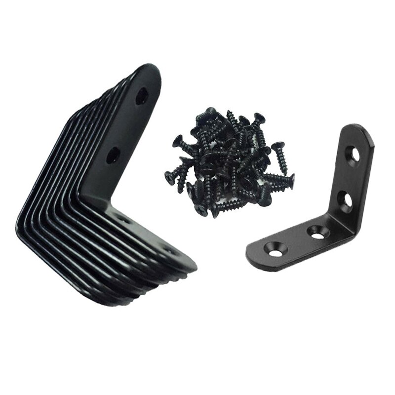 10pcs Black Iron Corner Right Angle Bracket L Shap... – Vicedeal