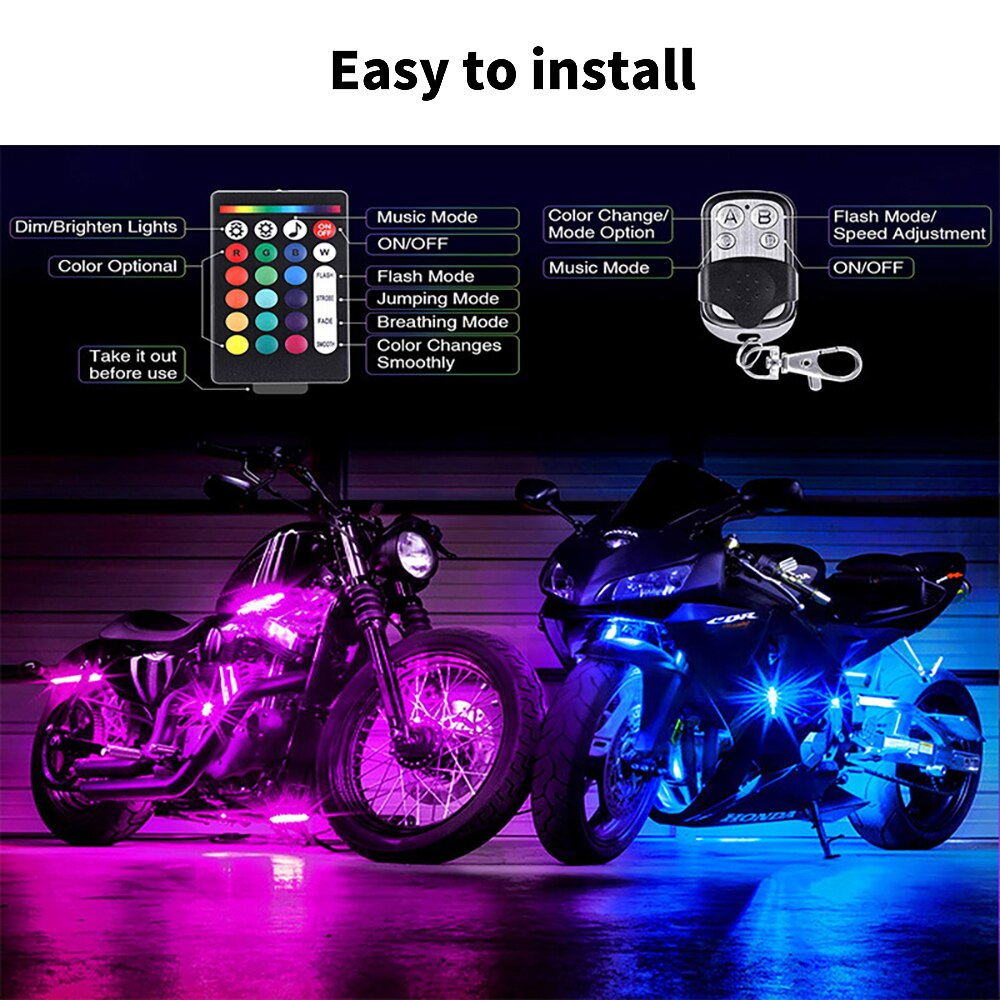 AOZBZ 2 In 1 Multicolor Motorcycle Ambient Light F... – Grandado