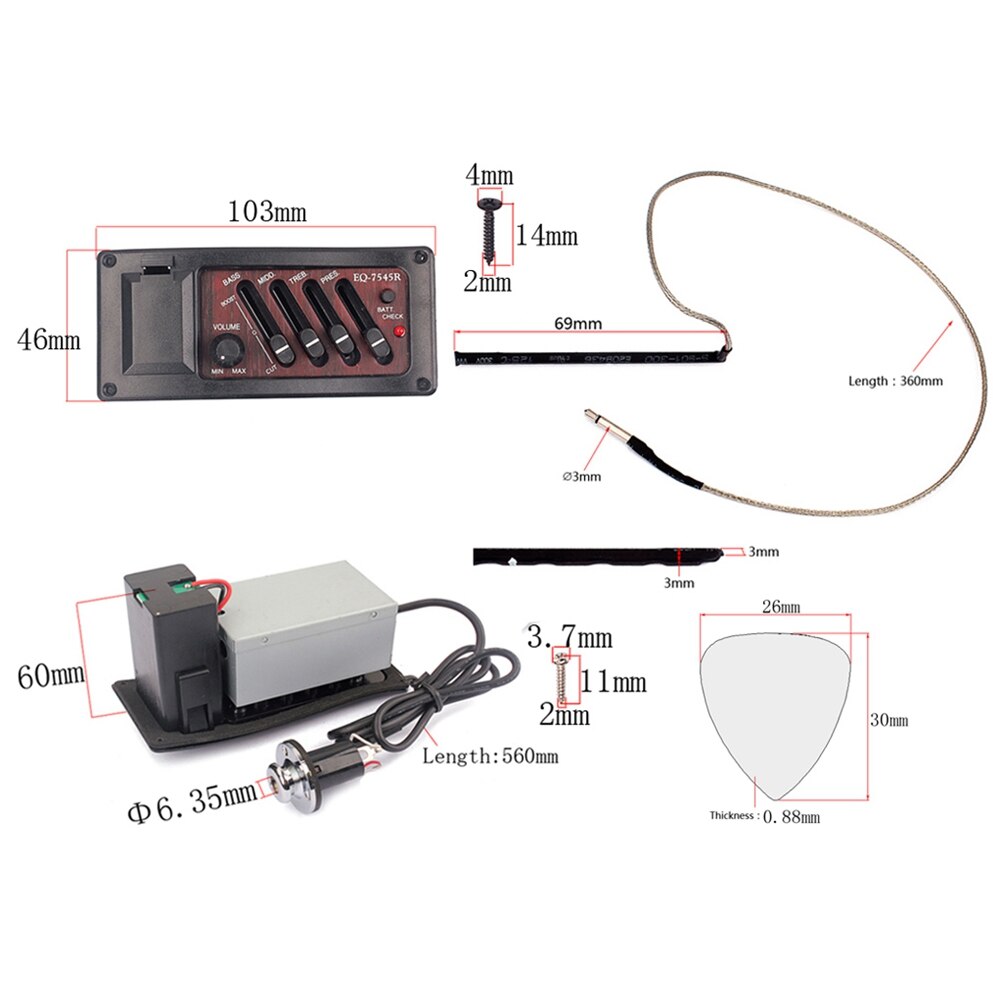 EQ7545R 4 Band Acoustic Guitar Preamp EQ Equalizer... – Vicedeal