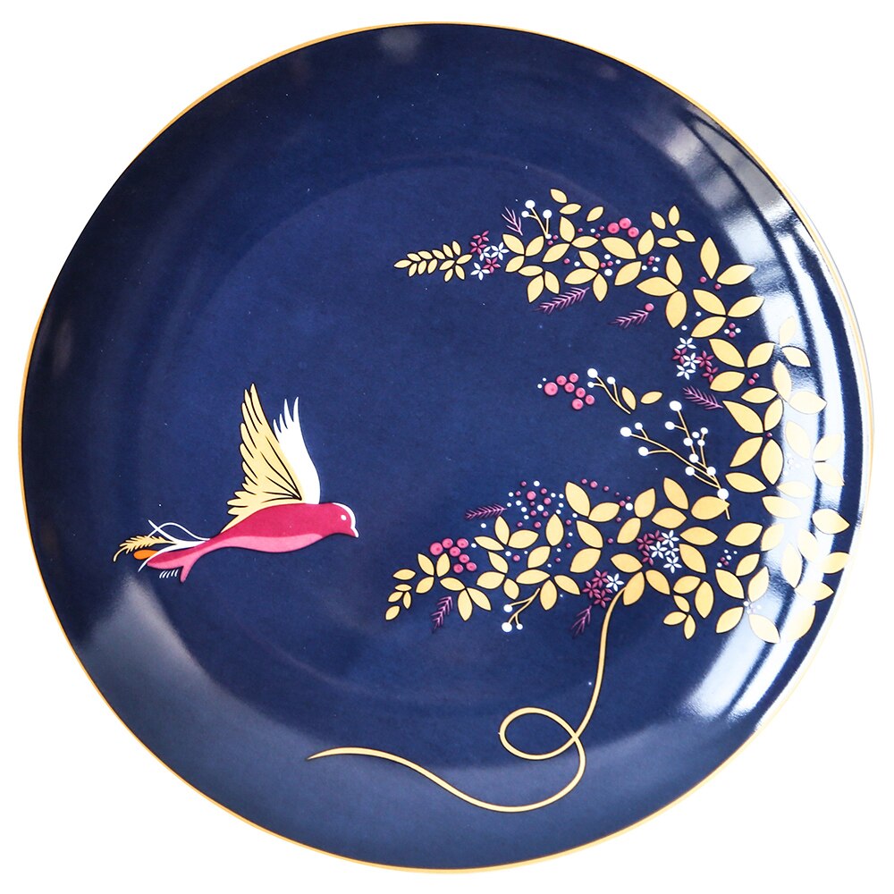 Bone Porcelain Dinner Plate 8 "Color Flower and Bi... – Grandado