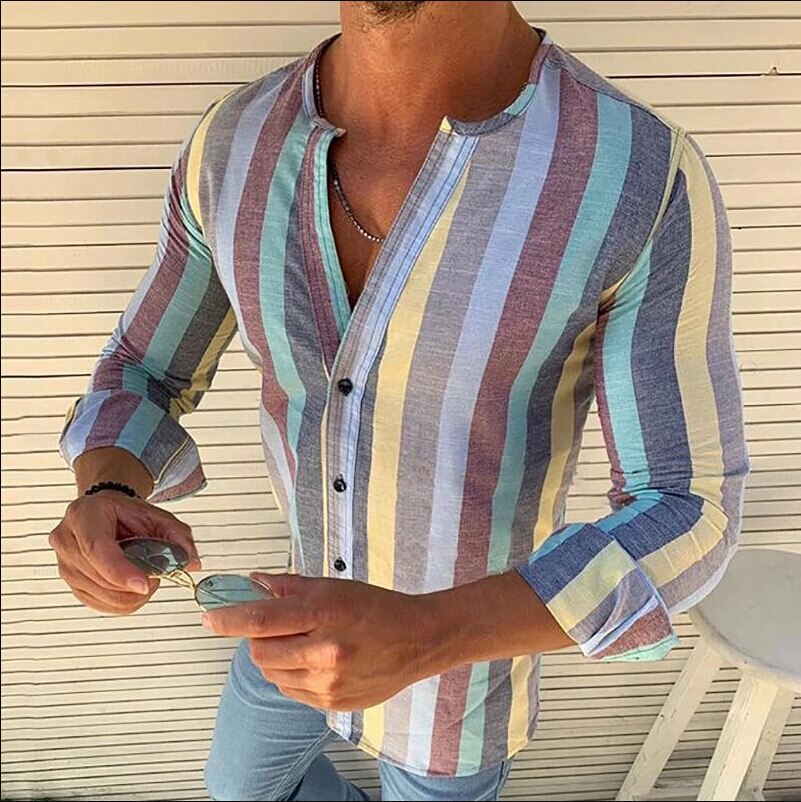 Koreaanse Modis mannen Streep Shirt Blouse Linnen ... – Vicedeal