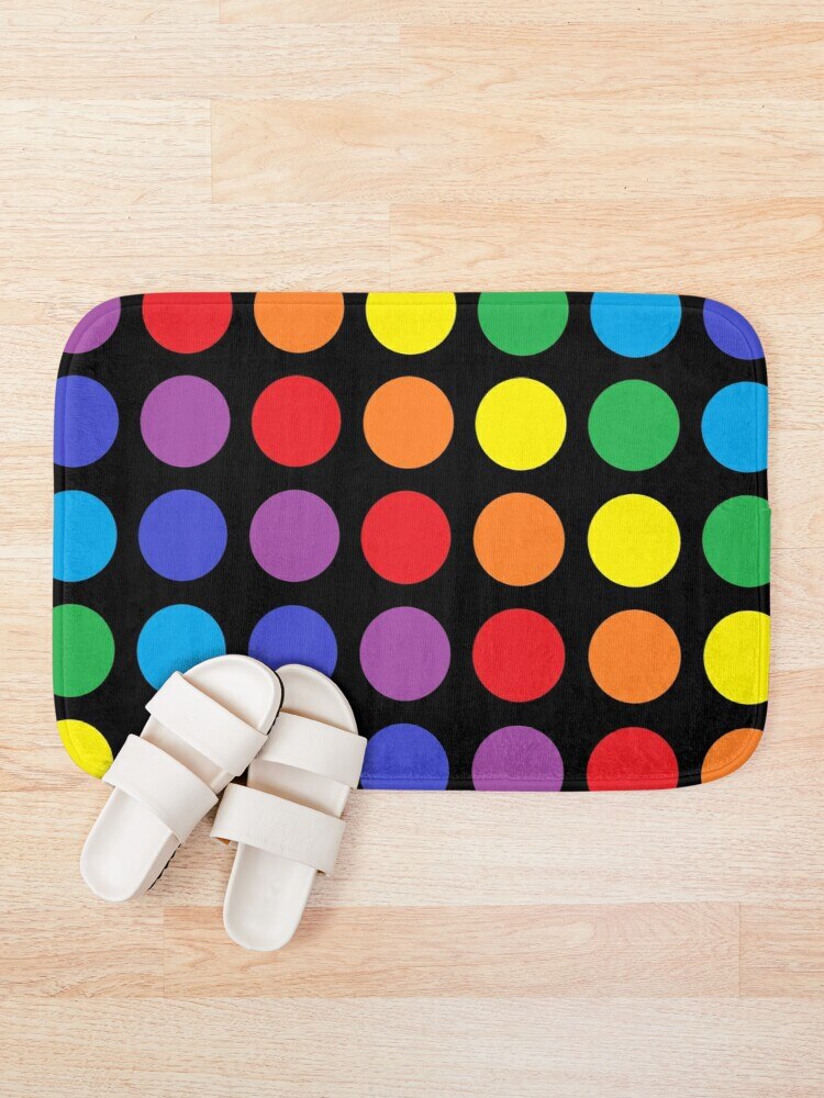 Rainbow Polka Dots Black Bath Mat 3D Dinosaur Non ... – Vicedeal