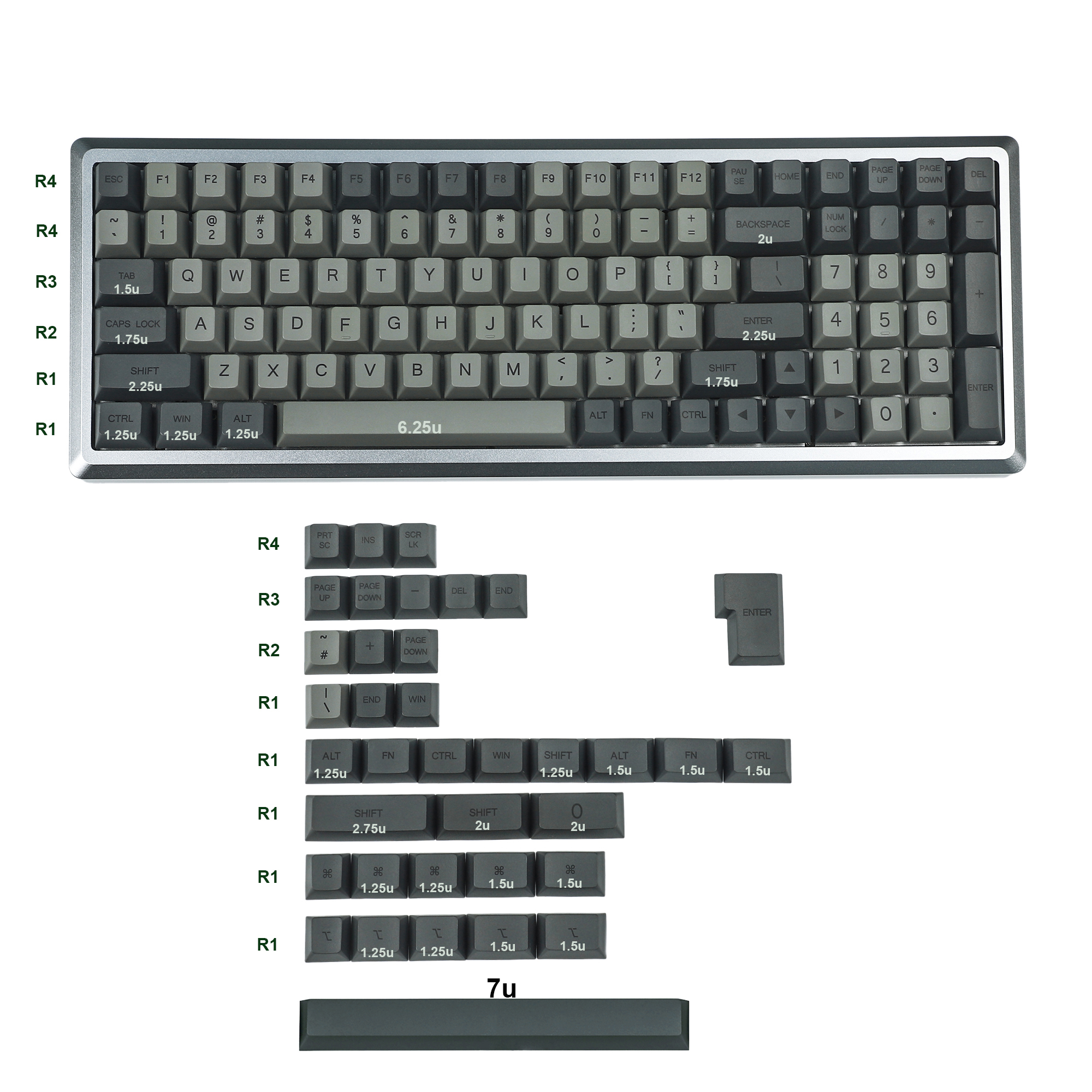 138 Zwart Grijs Keycaps Cherry Profiel Dye Sub Dik... – Vicedeal