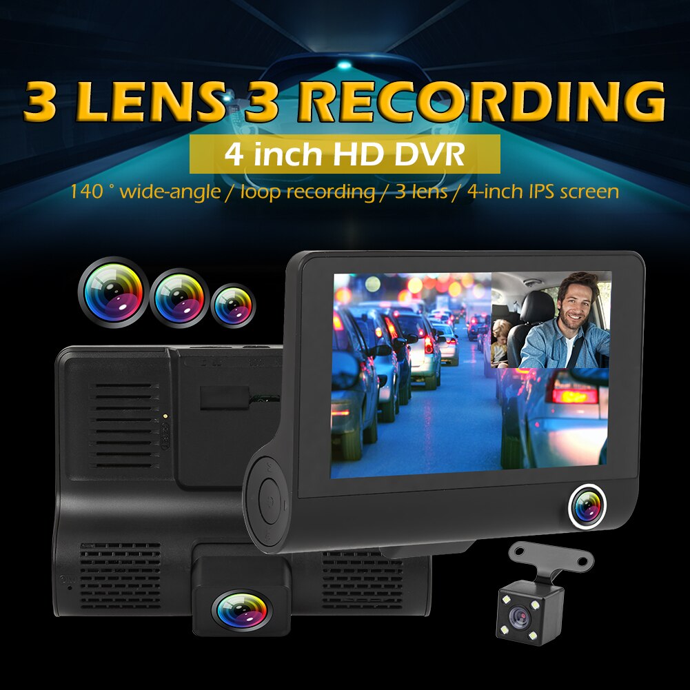 Dual Lens Dash Cam 4 inch Display Dashboard Camera... – Grandado