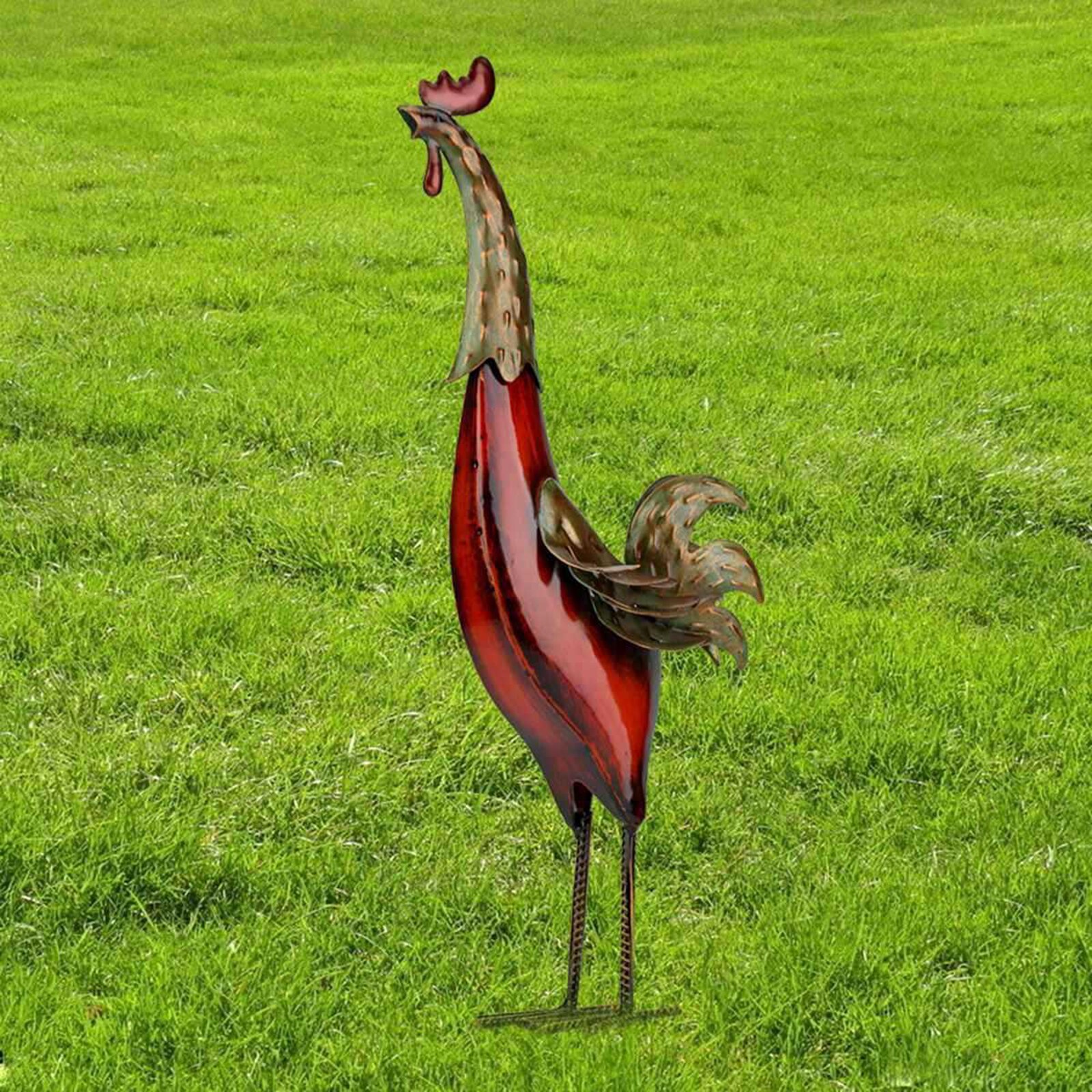 Vintage Style Metal Garden Rooster Yard Art Statue... – Grandado