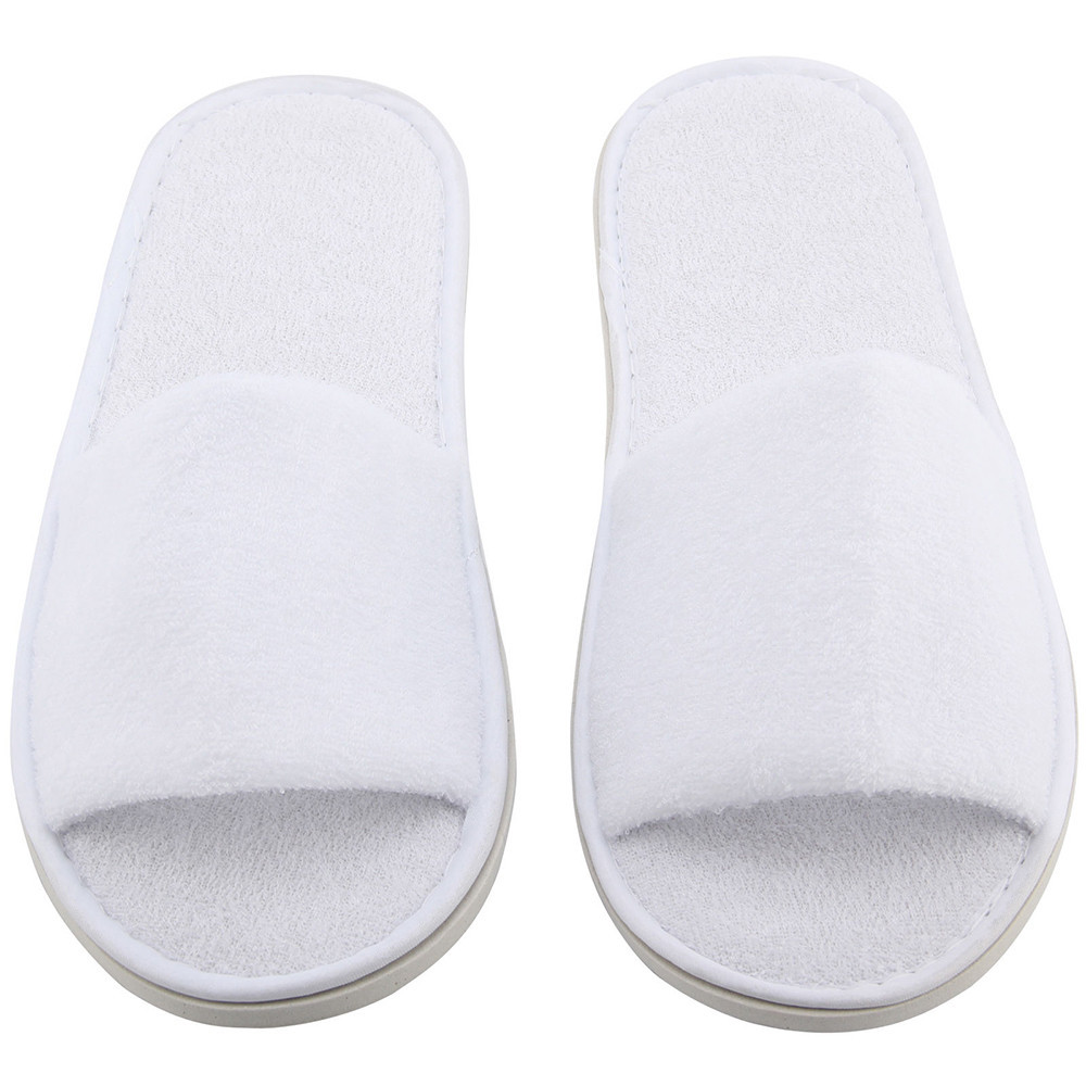 5 Pairs Hotel Spa Guest Slippers Open Toe Towellin... – Grandado
