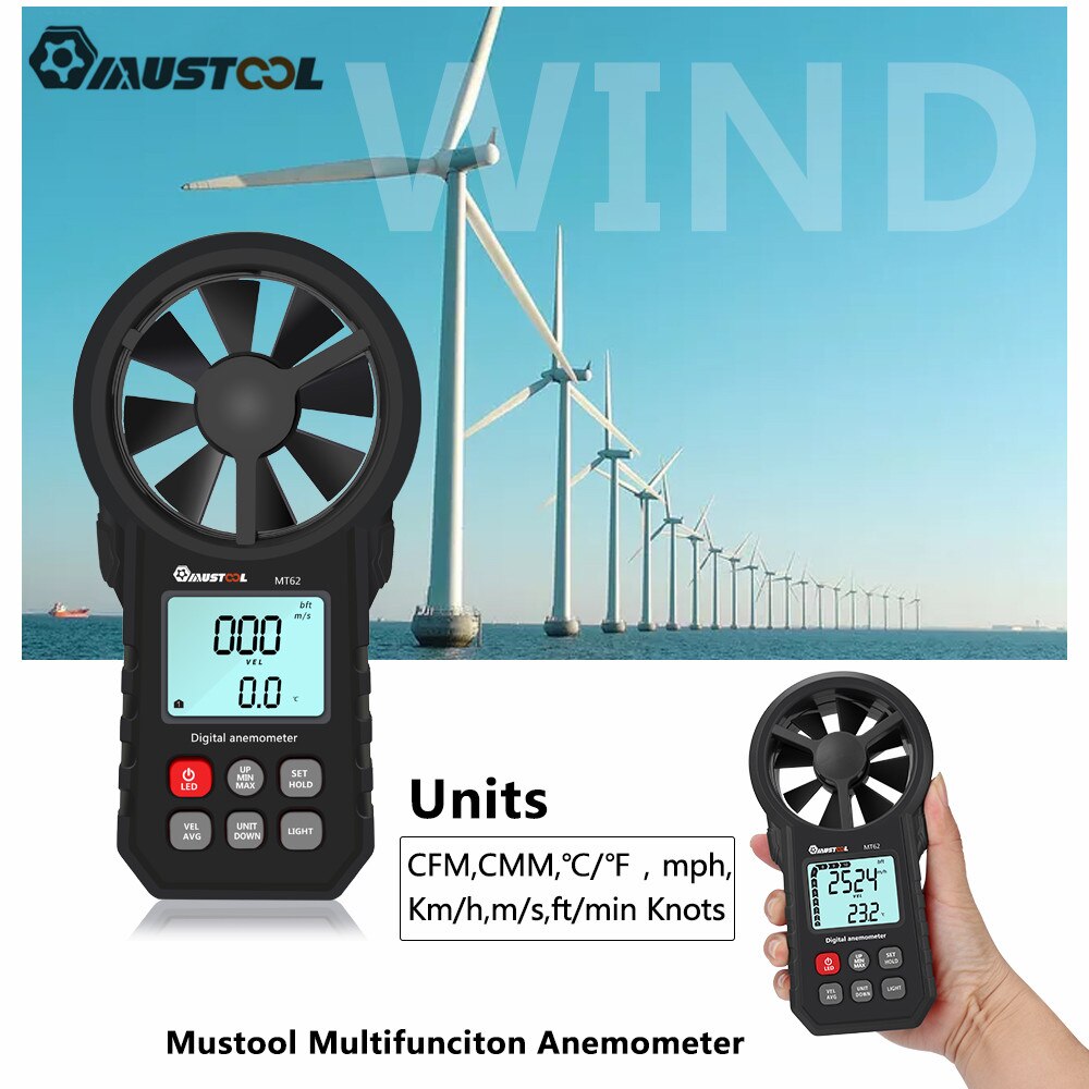Mustool MT62 Digitale Anemometer Wind Schaal Meet ... – Grandado