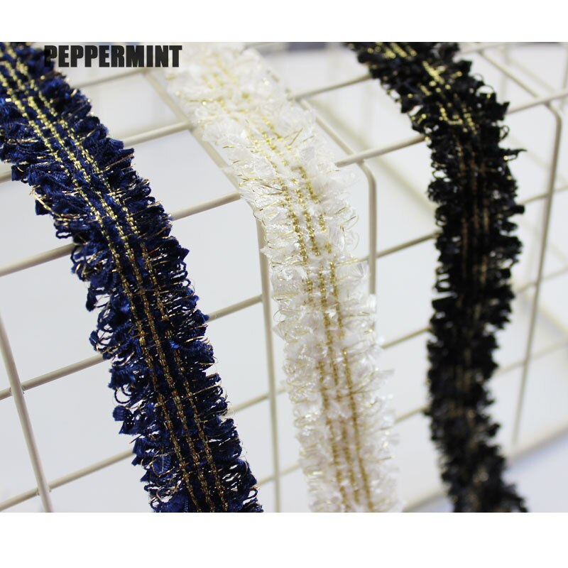 2 yards tweed stoff tape 2cm gull jacquard blonder... – Vicedeal