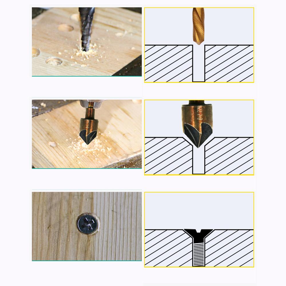 5 pcs 5 Flute Countersink Drill Bit HSS 82 Degree ... – Grandado