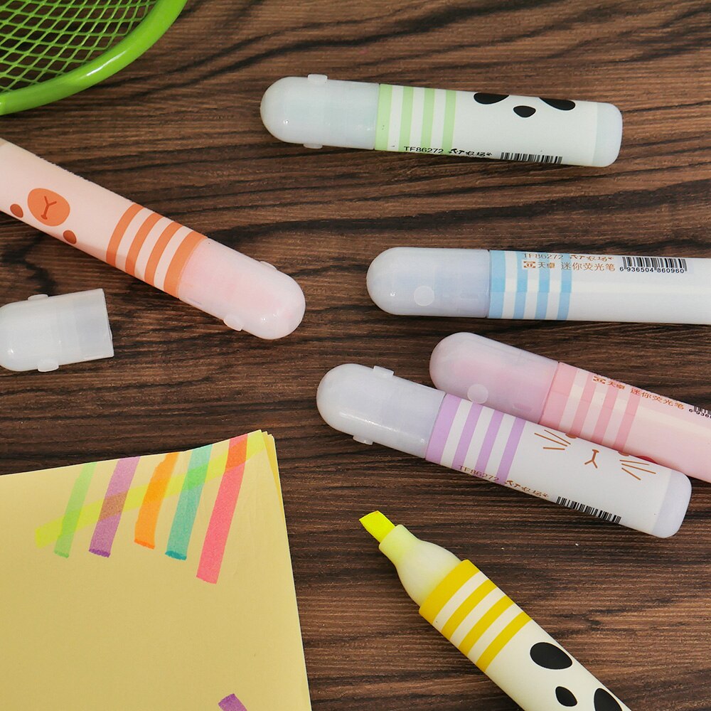 Set of 6 Cute Animals Panda Cat Mini Highlighter P... – Grandado
