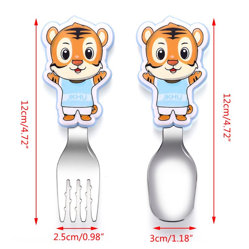 Cartoon Baby Spoon and Fork Set Stainless Steel To... – Grandado