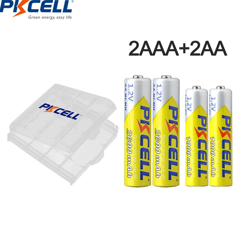 PKCELL 4Pcs 2600mAh AA rechargeable Batteries +4Pc... – Vicedeal
