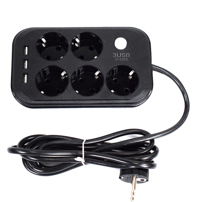 2 Round Pin EU Power Strip With 3 USB Portable Ext... – Grandado