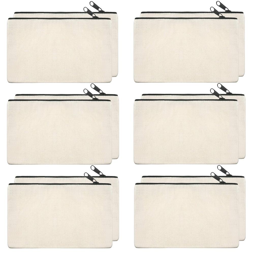 12 Pack Canvas Zipper Bags, Multi-Purpose Blank DI... – Vicedeal