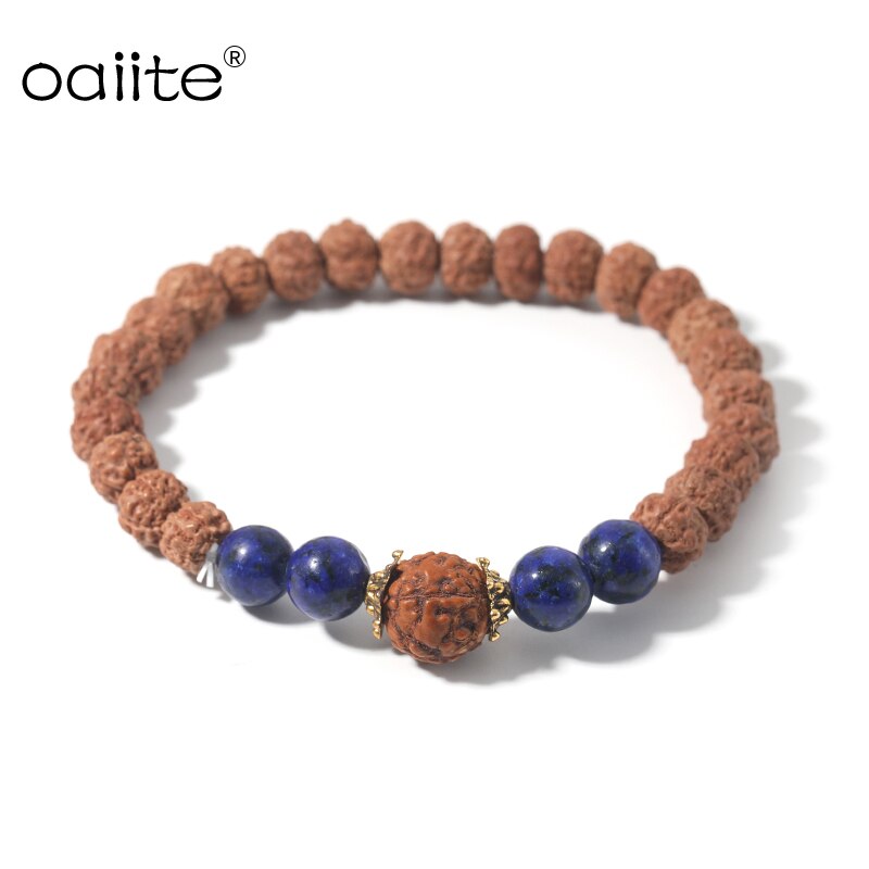 Oaiite Lucky Mala Rudraksha Ketting, Lapis Lazuli ... – Vicedeal