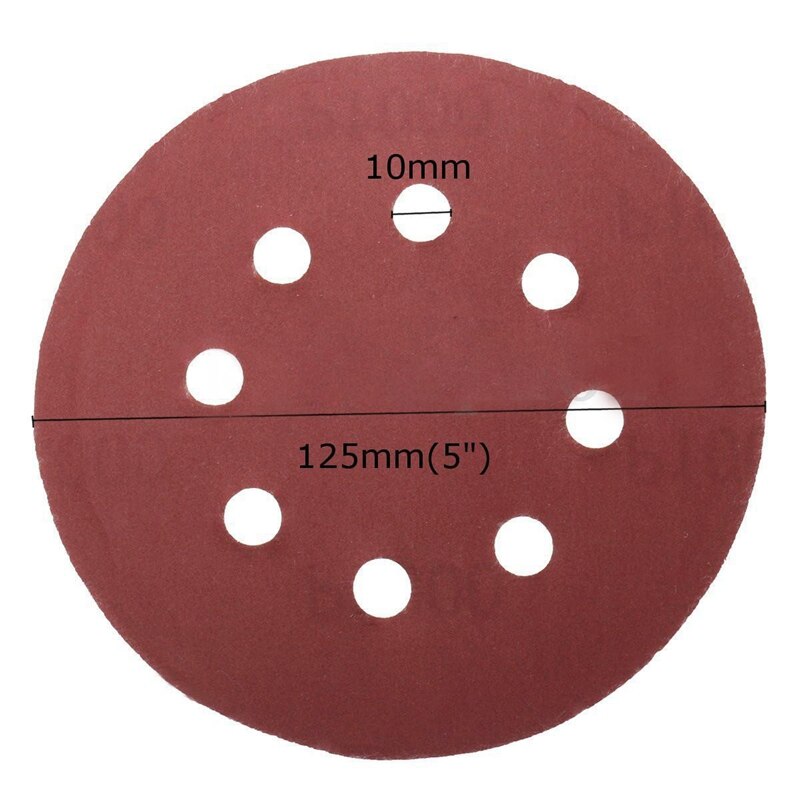 25 stk 5 tommer slibeskiver 125mm 8- huls sandpapi... – Grandado