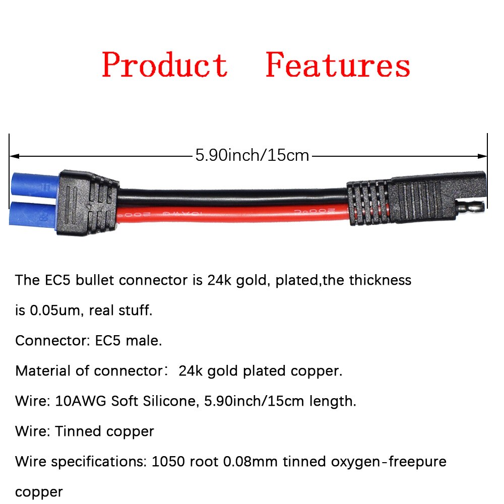 Conector de enchufe hembra SAE a EC5, Cable adapta... – Grandado