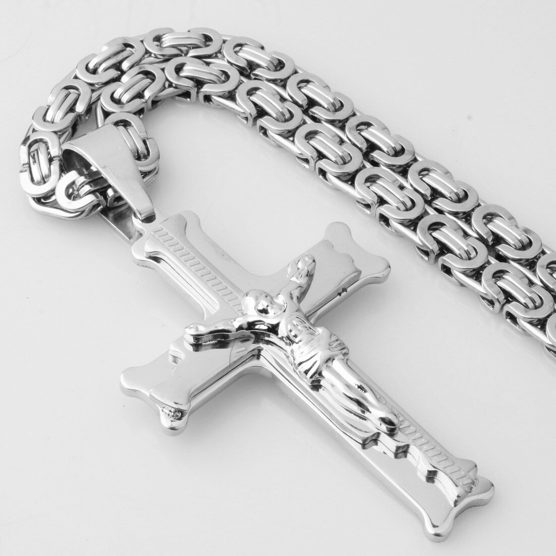 Silver Color Jesus Cross Stainless Steel Pendants ... – Grandado