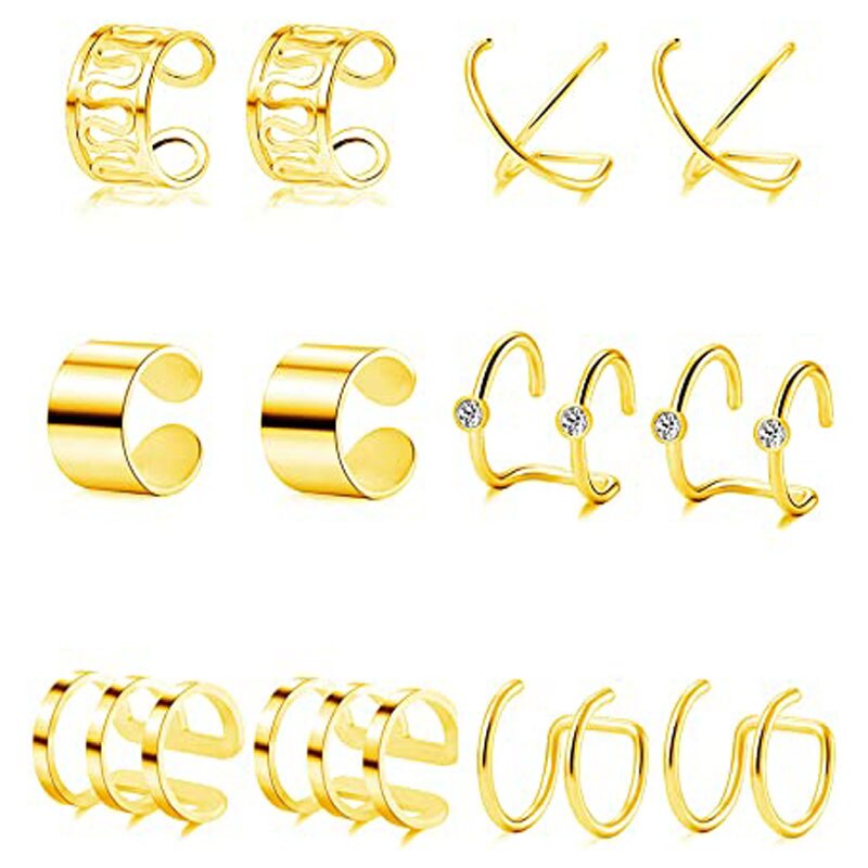 6 Pairs of Stainless Steel Ear Clips Cartilage Cuf... – Grandado