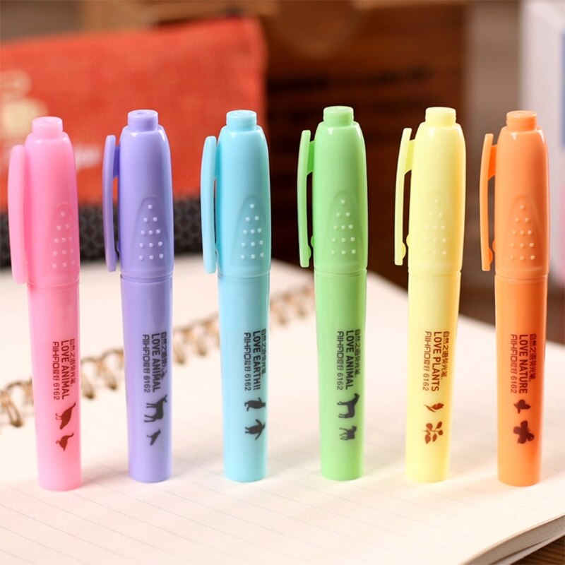 6pcs/set Oblique-head Highlighter Pen Candy Color ... – Grandado