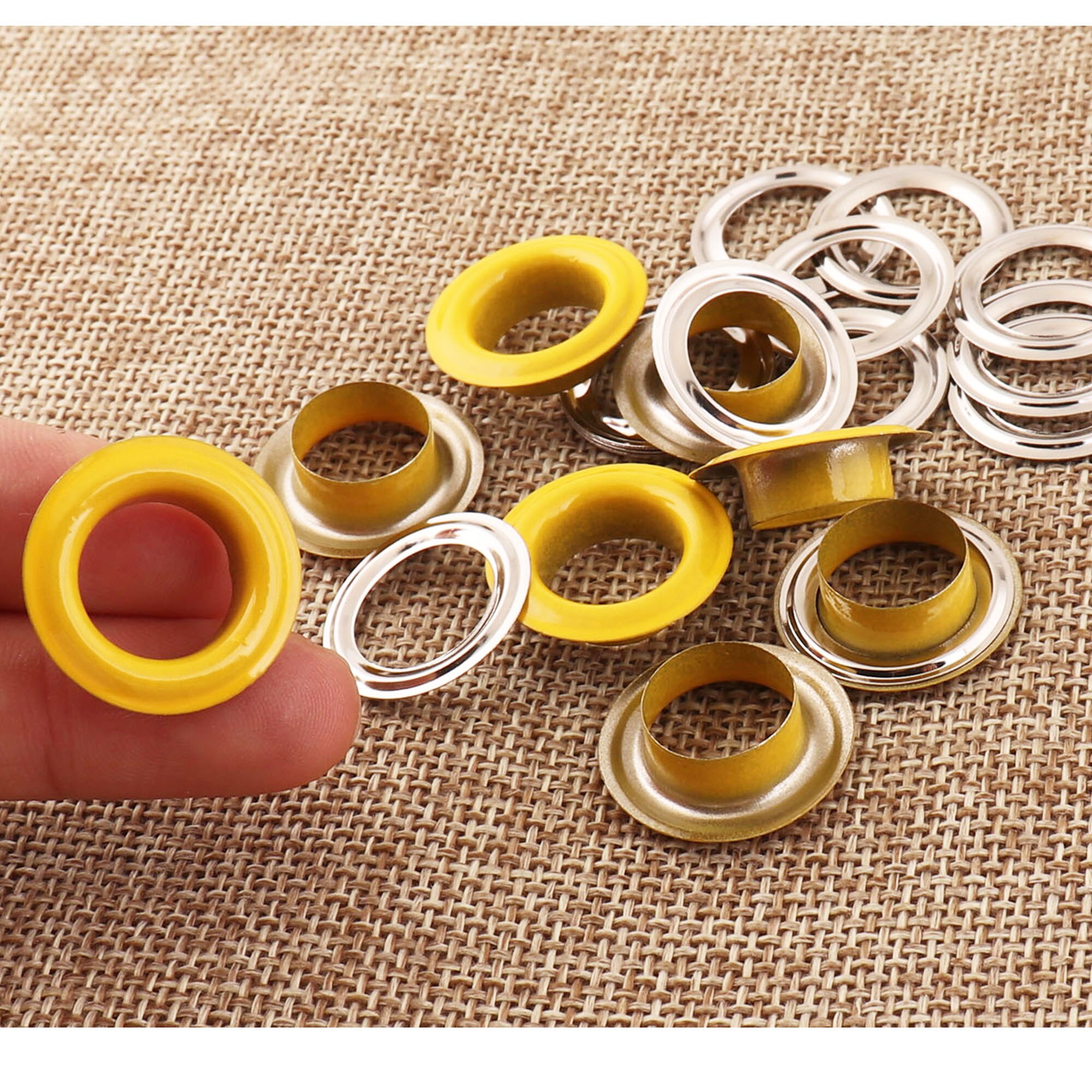 100 stk gule metaløjer og huler, øjenringe gennems... – Grandado