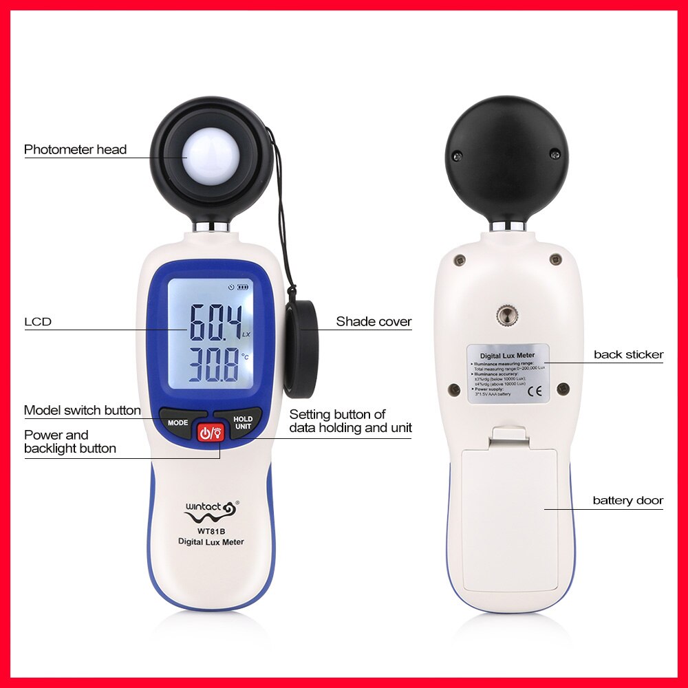 WINTACT Digital Mini Lux Illuminate Light Meter En... – Grandado