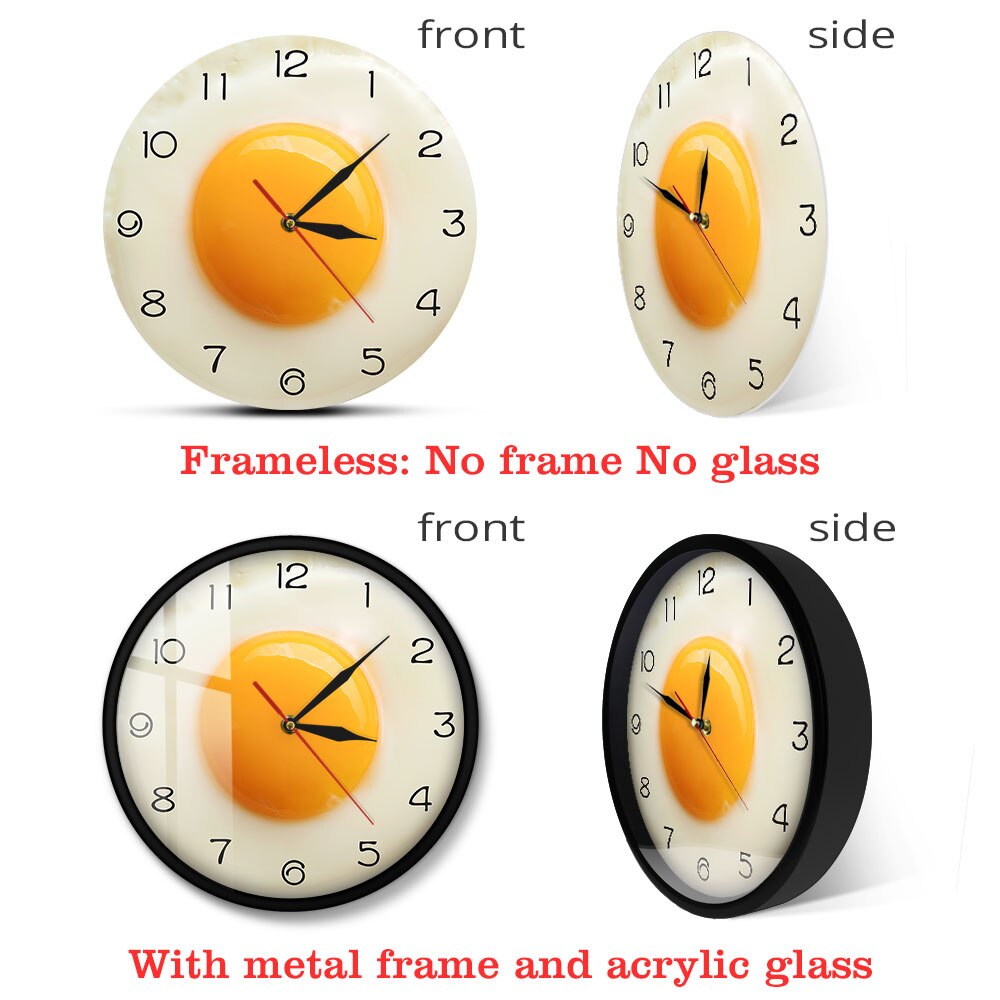Sunny Side Up Fried Egg Kitchen Wall Clock 3D Flat... – Grandado