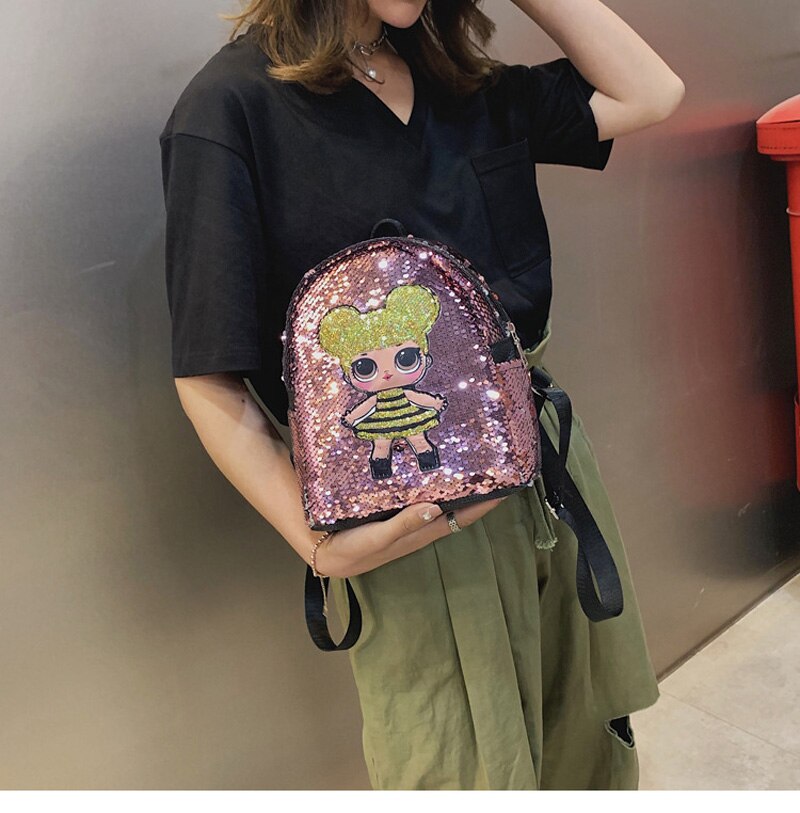 9 Inch Pu Backpack,Sequins Backpack,Cute Girl Prin... – Grandado