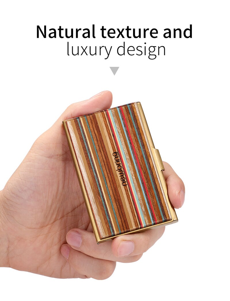 Bring Business Card Case Wood and Metal Material B... – Grandado
