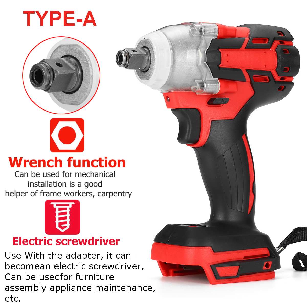 2 IN 1 18V 800Nm Torque Electric Wrench Brushless ... – Vicedeal