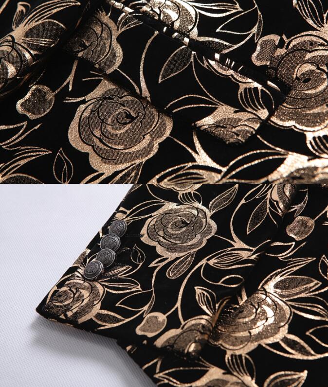 Gold Bronzing Floral Mens Dress Suits And Jackets ... – Grandado