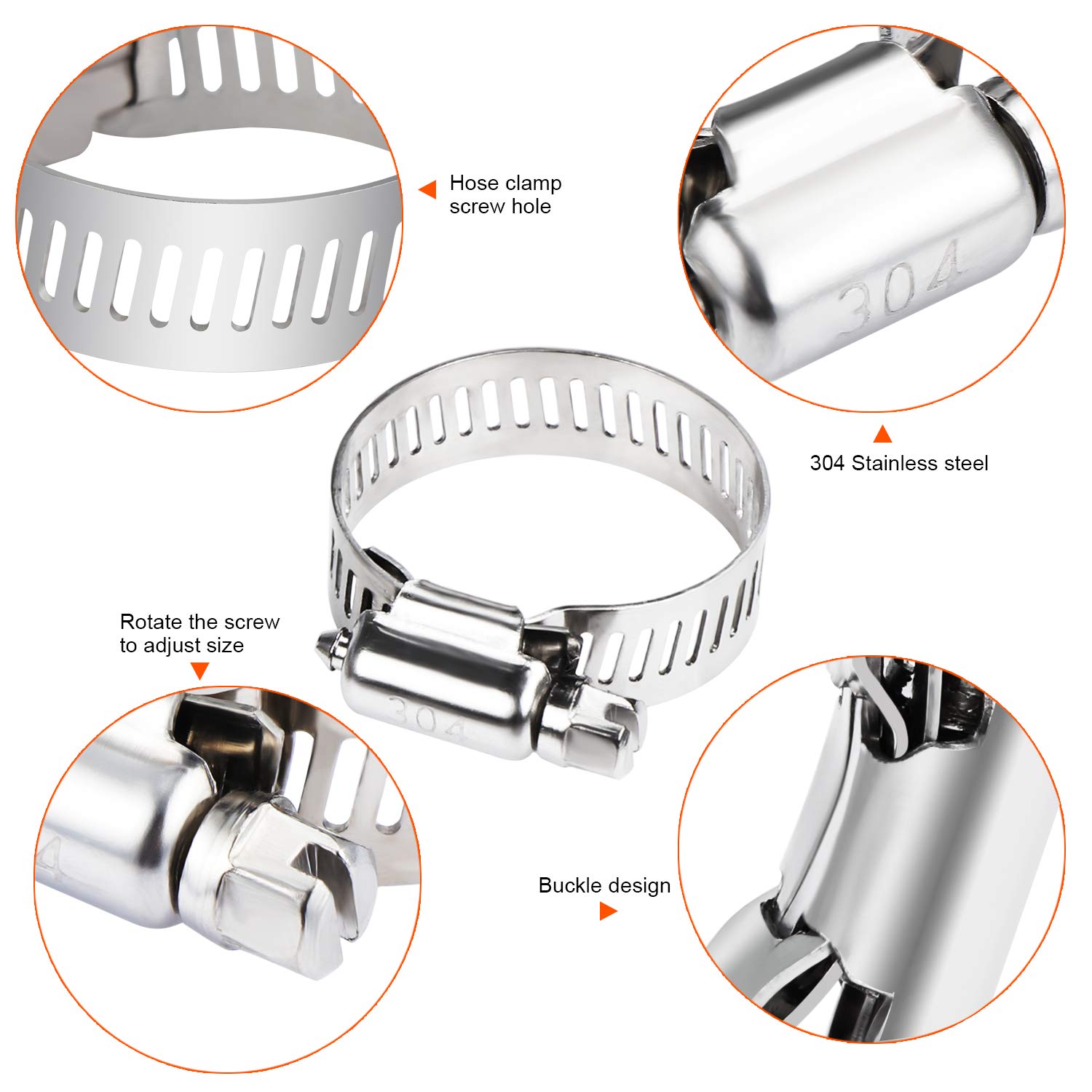Hose Clips Adjustable 10-38mm 304 Stainless Steel ... – Grandado