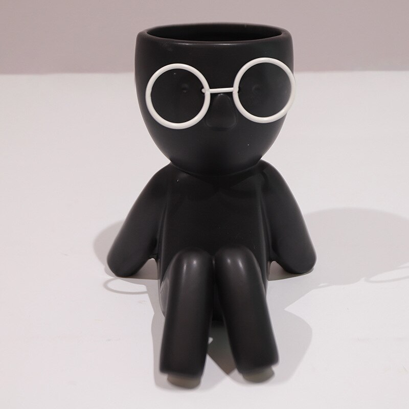 Cute Glasses Human Shaped Ceramic Vase Flower Pot ... – Grandado