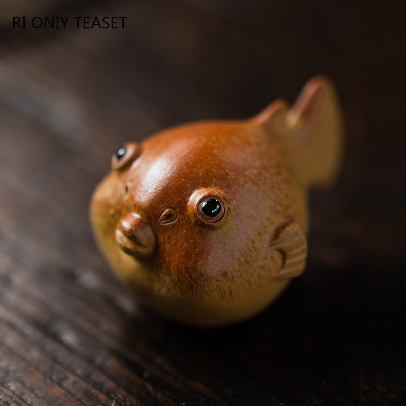 Cute Puffer Fish Statue Ornaments Chinese Yixing P... – Grandado
