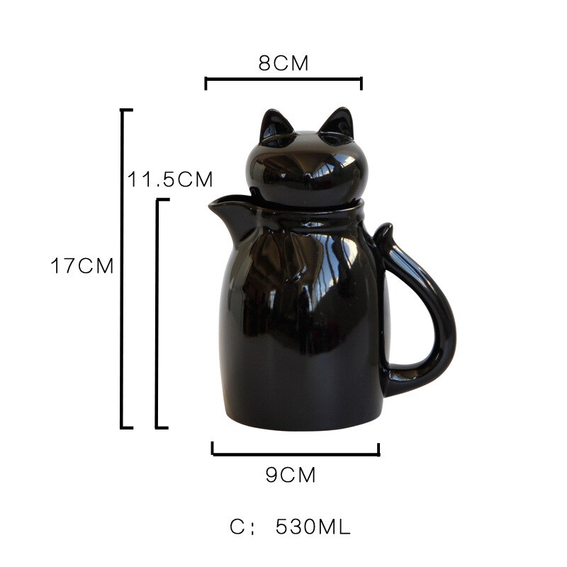 Cat Ceramic Milk Jugs with Lid Lovely Cartoon Milk... – Grandado