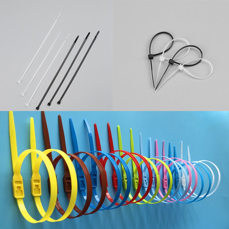 Black and White Self-locking Nylon Cable Ties Plas... – Grandado